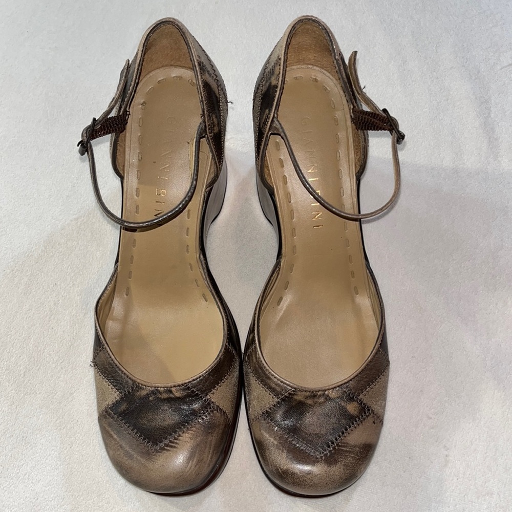 Y2k Brown Gianni Bini Platform Chunky Wedge Heel With… - Gem